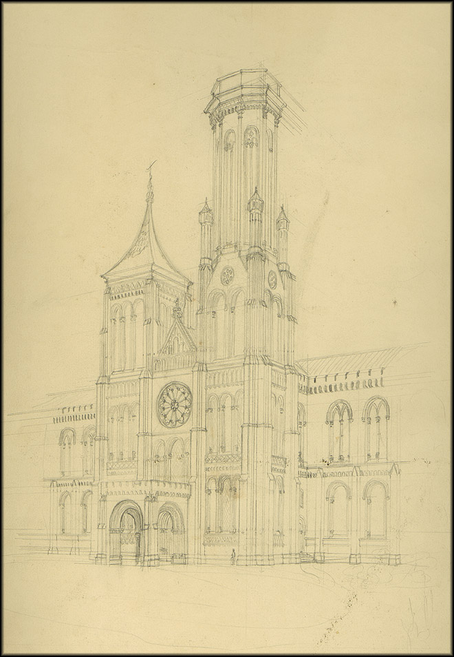 Drawing of the North Tower | Smithsonian Institution Archives